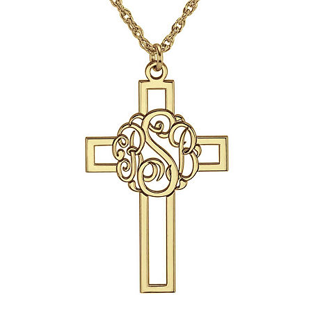 Click here for Personalized 14K Gold Over Silver 20mm Monogram Cr... prices