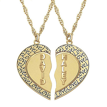 Click here for Personalized 14K Gold Over Silver Couples Name Hea... prices