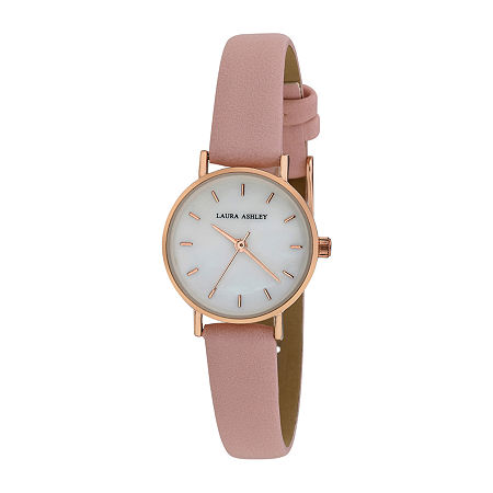 Laura Ashley Womens Mini Slim Clean Pink Polyurethane Strap Watch 26mm - Pink
