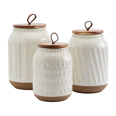 Click here for Tabletops Gallery Ziggy Canister  Set of 3 - Ivory prices