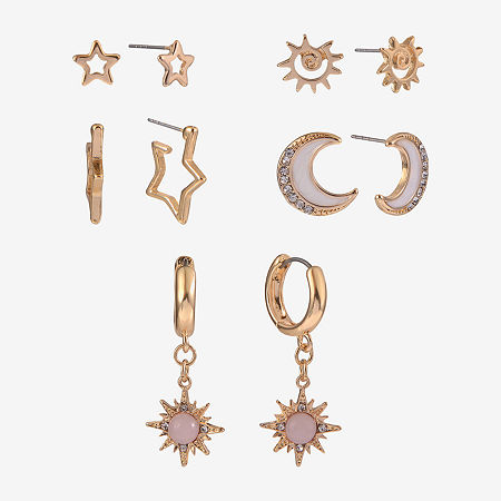 Click here for Arizona Gold Tone Womens Moon 6 Pair Earring Set... prices