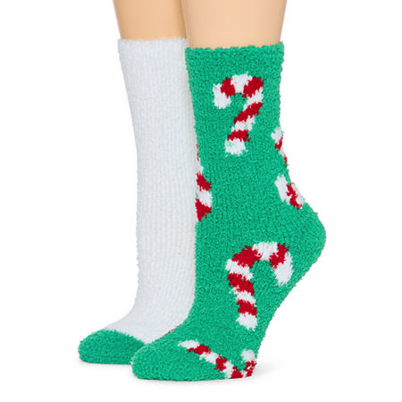 Click here for Mixit Cozy Womens 2 Pair Crew Socks  4-10  Green prices