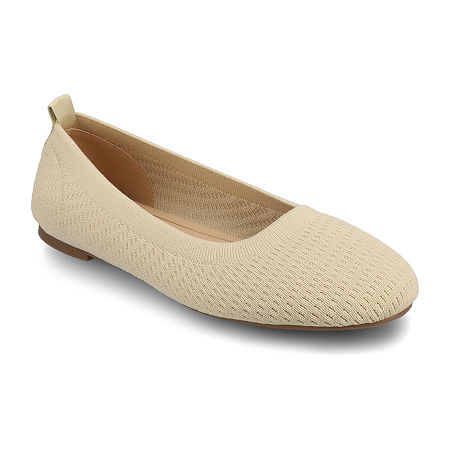 Journee Collection Womens Maryann Knit Round Toe Ballet Flats - Nude