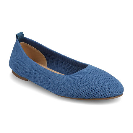 Journee Collection Womens Maryann Knit Round Toe Ballet Flats - Blue