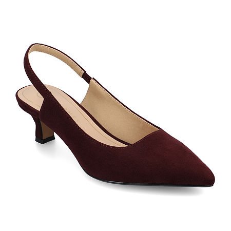 Journee Collection Womens Paulina Pointed Toe Slingback Pumps - Oxblood