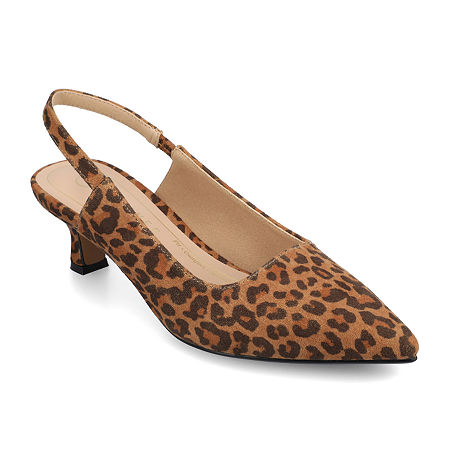 Journee Collection Womens Paulina Pointed Toe Slingback Pumps - Leopard Camel