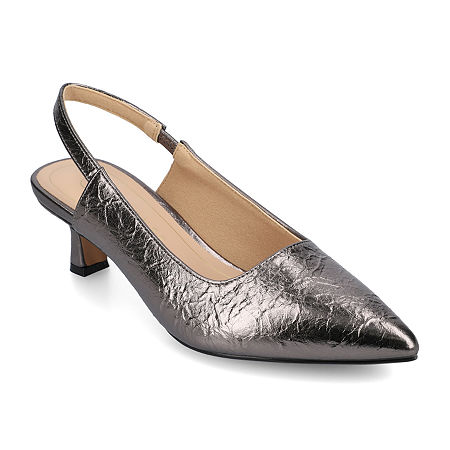 Journee Collection Womens Paulina Pointed Toe Slingback Pumps - Pewter