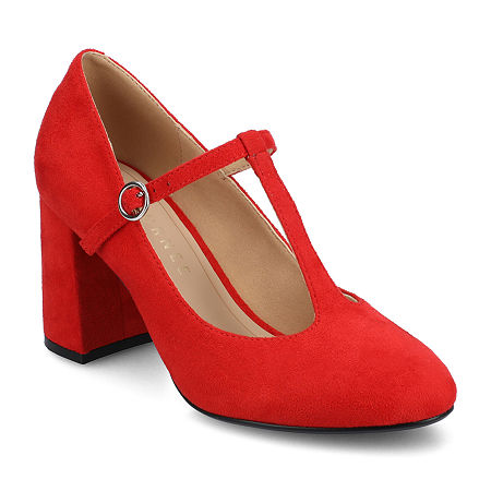 Journee Collection Womens Talani T-strap Almond Toe Dress Pumps - Red