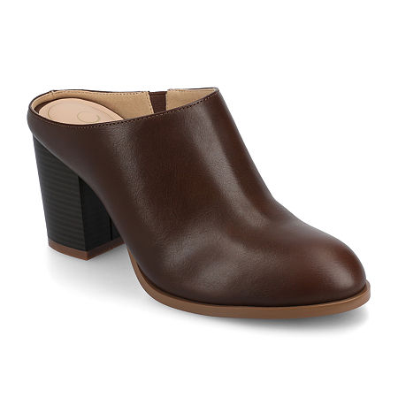 Journee Collection Womens Kendra Open Heeled Pointed Toe Pumps - Chocolate