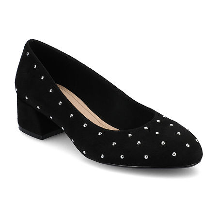 Journee Collection Womens Saarii Round Toe Block Heel Pumps - Black Stud