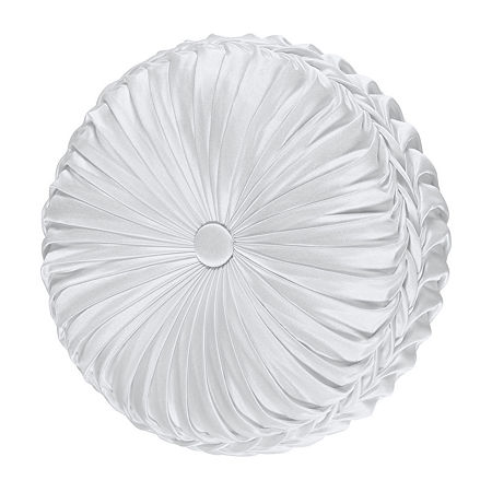 J Queen New York Astoria Tufted Decorative Pillow  15 Round - White