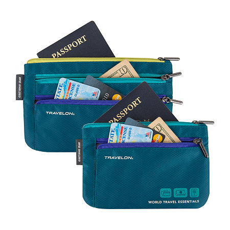 Travelon World Travel Essentials Currency and Passport Organizers  Set of 2 - Blue