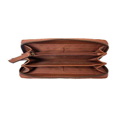 Frye and Co. Tooling Womens Zip Around Wallet, Color: Cognac Tooling ...