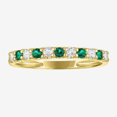 Click here for Womens Lab Created Gemstone 10K Gold Band  7  Emer... prices