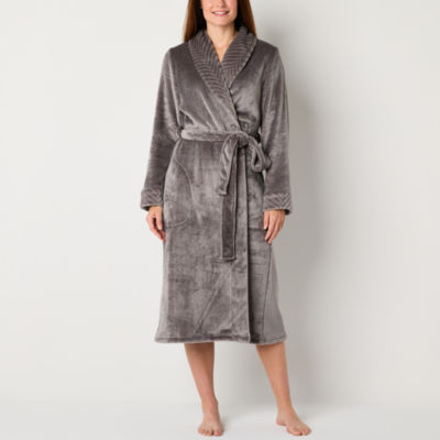 Liz Claiborne Womens Fleece Long Sleeve Long Length Robe, Color: Castle ...
