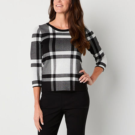 Click here for Liz Claiborne Womens Round Neck 3/4 Sleeve Plaid P... prices