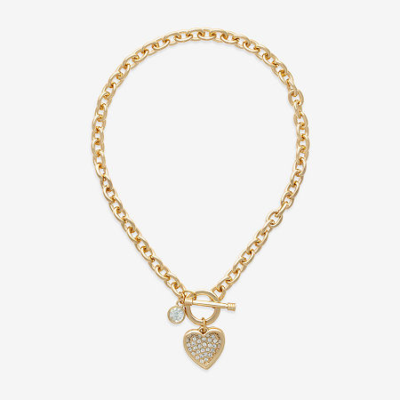 Click here for Bold Elements Gold Tone Womens Glass Heart 16 Inch... prices