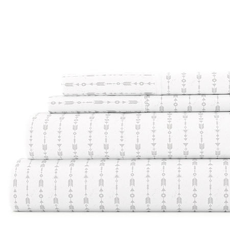 ienjoy Home The Boho & Beyond Premium Ultra Soft Pattern 4-Pc. Sheet Set  California King - Grey Arrows