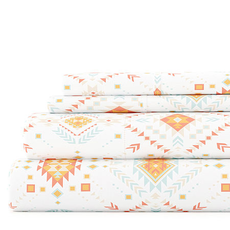 ienjoy Home The Boho & Beyond Premium Ultra Soft Pattern 3-Pc. Sheet Set  Twin - Coral
