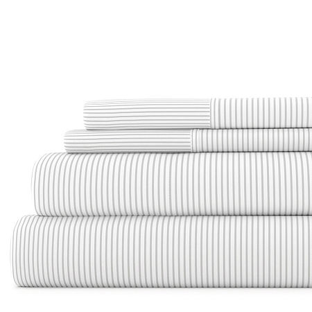 ienjoy Home The Boho & Beyond Premium Ultra Soft Pattern 4-Pc. Sheet Set  Queen - Grey Pinstripes