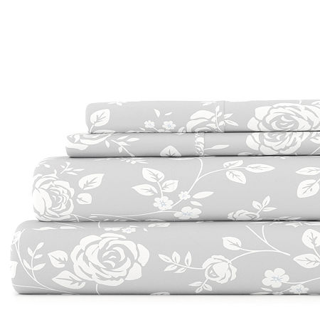 ienjoy Home The Boho & Beyond Premium Ultra Soft Pattern 4-Pc. Sheet Set  Queen - Grey Roses
