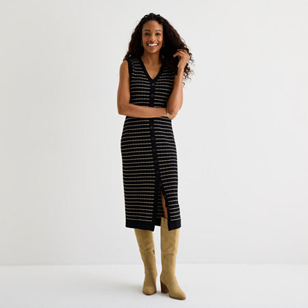 Click here for Isabel & Nina Womens Sleeveless Striped Midi Sweat... prices