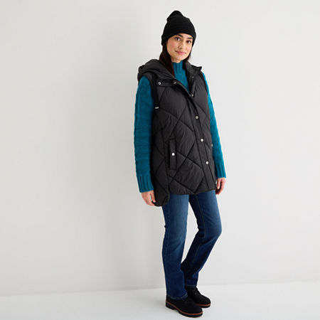 Click here for St. Johns Bay Womens Hooded Midweight Puffer Vest... prices