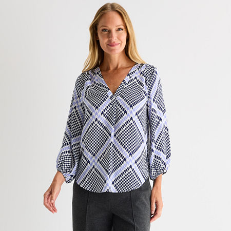 Click here for Liz Claiborne Womens V Neck 3/4 Sleeve Satin Blous... prices