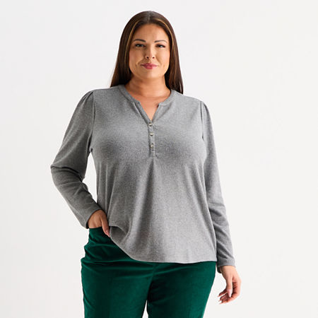 Click here for Liz Claiborne Womens Plus Split Crew Neck Long Sle... prices