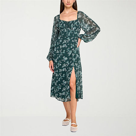 Click here for Trixxi Womens Long Sleeve Floral Midi Juniors Fit... prices