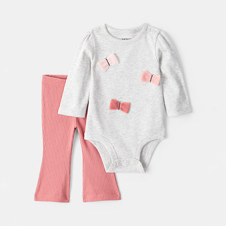 Carters Baby Girls Butterfly Long-Sleeve Bodysuit & Pants  2 Piece Set - Pink