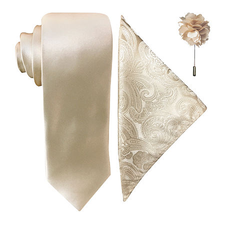 Click here for J. Ferrar Solid Tie Set  One Size  Beige prices