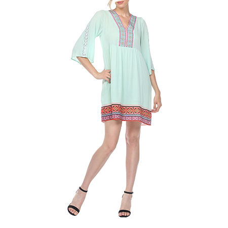 Click here for Womens White Mark Elbow Sleeve Embroidered Dress prices