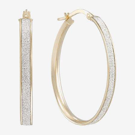 Click here for 14K Yellow Gold Oval Glitter 36mm Hoop Earrings  O... prices
