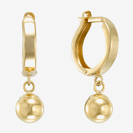 Click here for 14K Yellow Gold 22.4mm Hinged Hoop w/Ball Drop Ear... prices