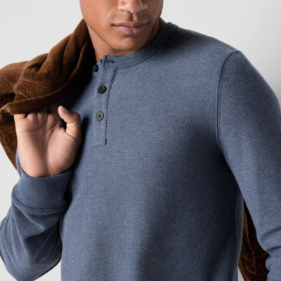 mutual weave Solid Waffle Mens Long Sleeve Henley Shirt - JCPenney