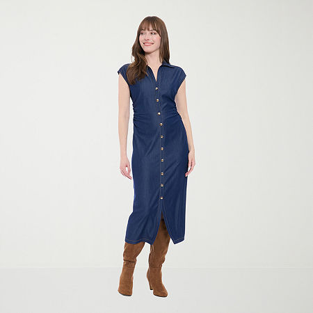 Click here for Clover And Sloane Womens Sleeveless Midi Sheath Dr... prices