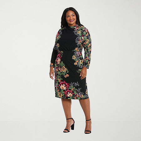 Click here for London Style Womens Plus Long Sleeve Floral Sheath... prices