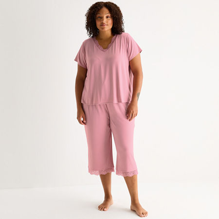 Click here for Ambrielle Womens V Neck Short Sleeve Plus Pajama T... prices