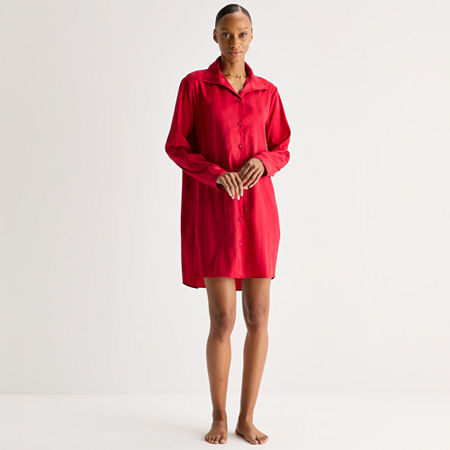 Click here for Ambrielle Womens Satin Long Sleeve Nightshirt  X-l... prices