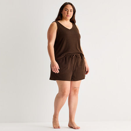 Click here for Ambrielle Womens Rib Plus Pajama Shorts  1x  Brown prices