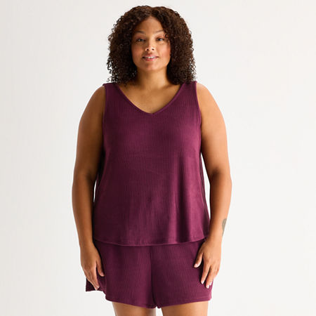Click here for Ambrielle Womens Rib V Neck Sleeveless Plus Pajama... prices