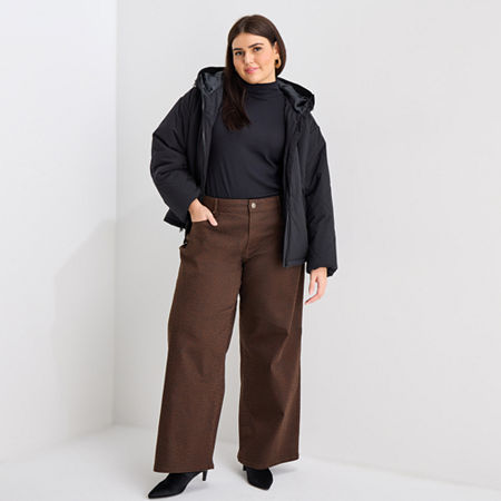 a.n.a Womens Plus Midweight Puffer Jacket  1x  Black