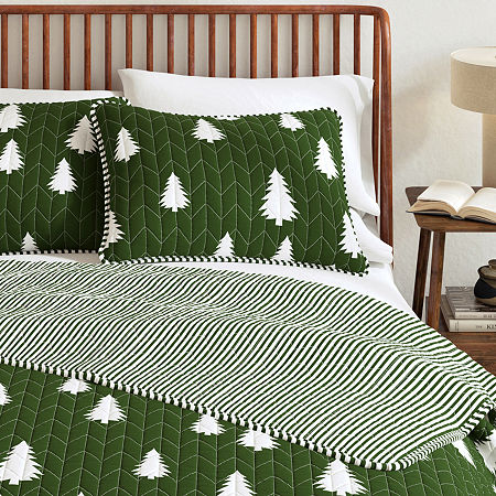 Click here for Linery Lodge Green Trees Reversible Quilt Set  One... prices