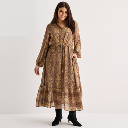Click here for a.n.a Womens Plus Long Sleeve Animal Maxi Dress  2... prices