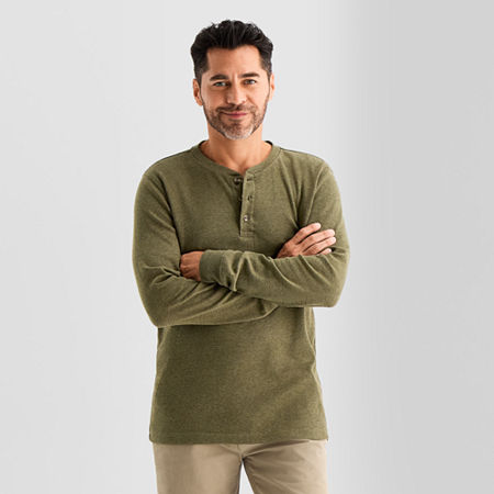 Click here for St. Johns Bay Waffle Mens Henley Neck Long Sleeve... prices