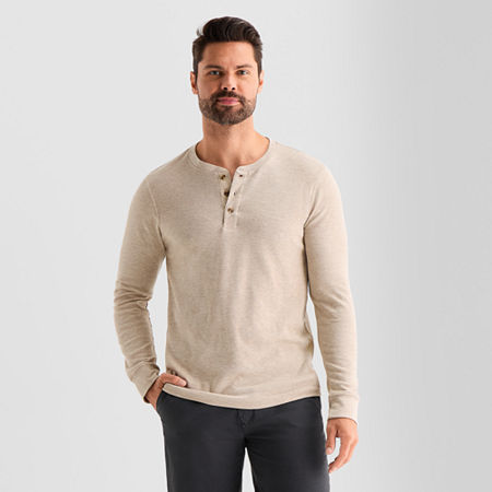 Click here for St. Johns Bay Honeycomb Henley Mens Crew Neck Long... prices