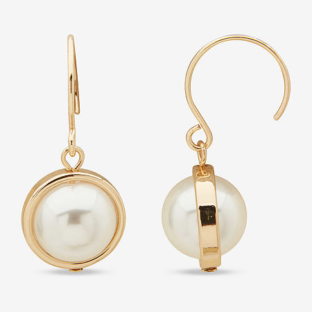 Click here for Worthington Womens Simulated Pearl Drop Earrings... prices