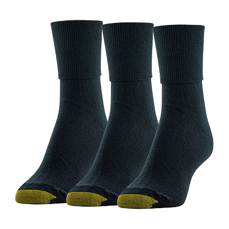 Womens Gold Toe(R) 3pk. Extended Size Turn-Cuff Quarter Socks