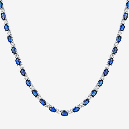 Click here for Womens Blue Sapphire Sterling Silver 18 Inch Tenni... prices